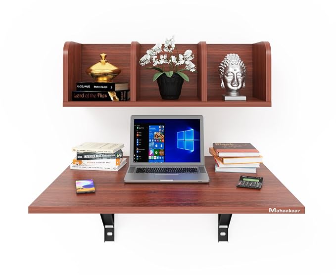 Mahaakaay Engineered Wood Wall Mounted Big Study Table Desk with ...