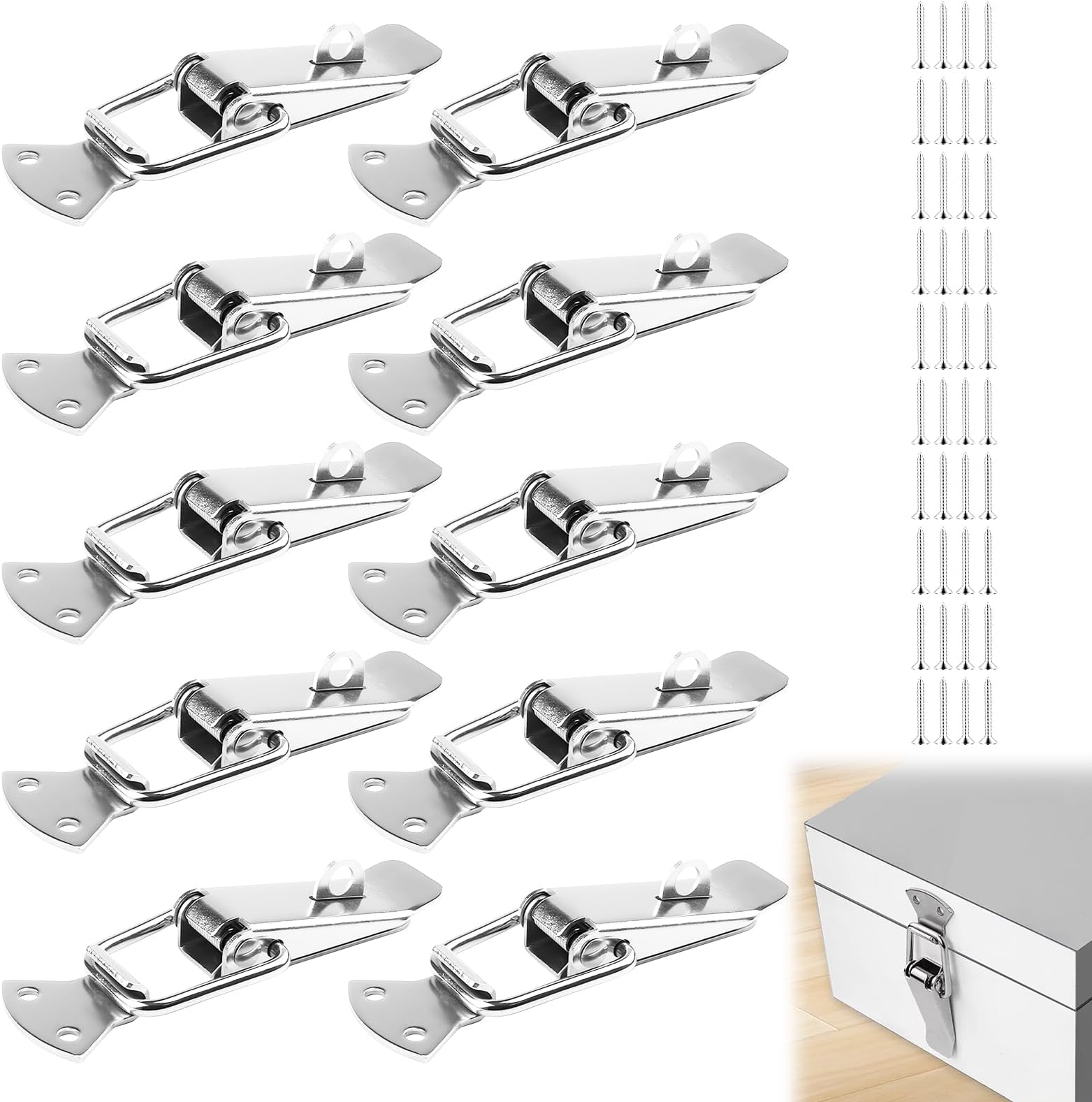 12 Pcs Spring Loaded Toggle Latch Hasps, Tension Clasp, Stainless Steel ...