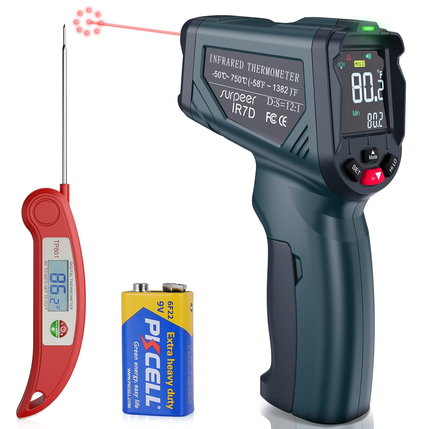 Srpeer Infrared Thermometer Gun Upgrade Digital Laser Temperature Gun ...