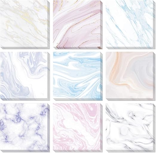 Amazon.com : Zonon 9 Pieces Marble Sticky Note Pads Adhesive Memo Notes ...