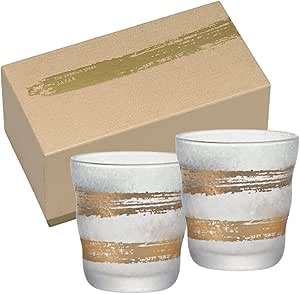 Amazon.com: Aderia Rock Glass Pair Set, Single Gold Letter, Approx. 11.3 fl oz (335 ml), Premium ...