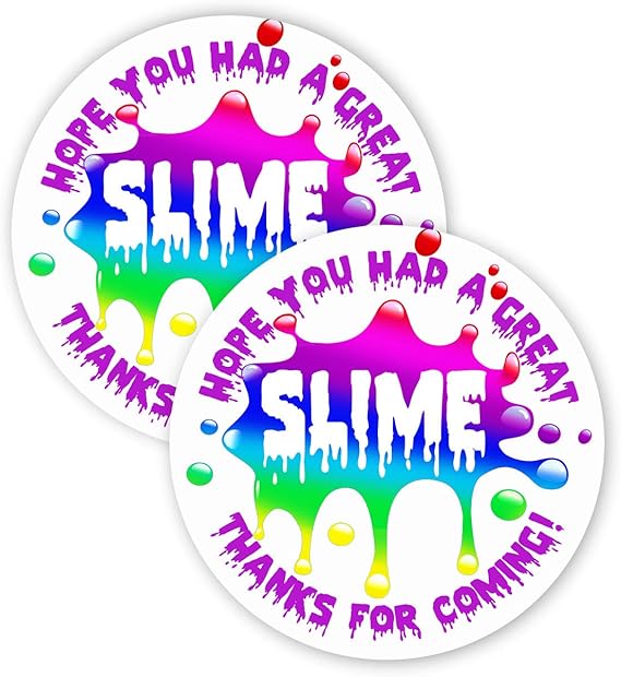 Amazon.com: Slime Rainbow Party Favor Stickers - 20 Favor Bag Stickers ...