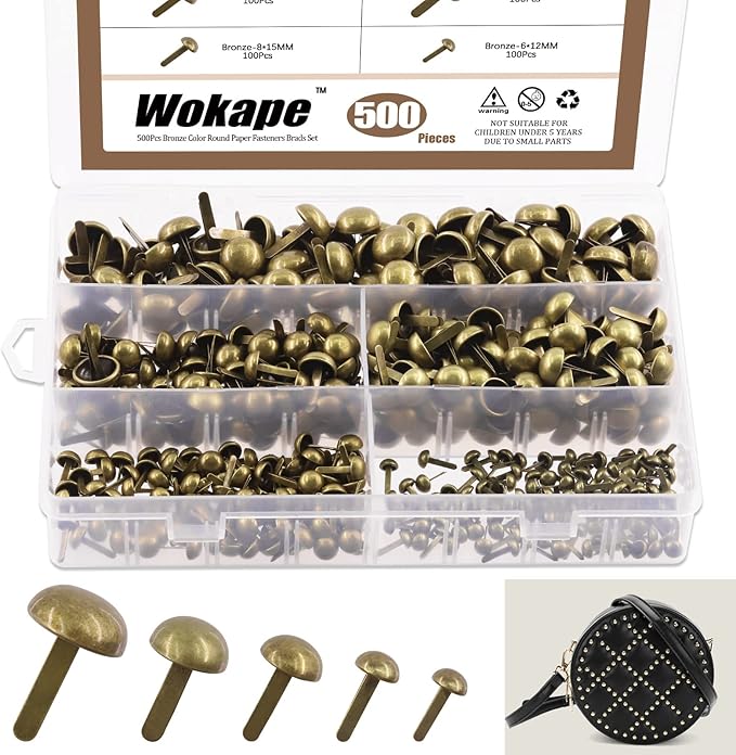 Amazon.com: Wokape Paper Fasteners Brads Round Fasteners (Bronze ...