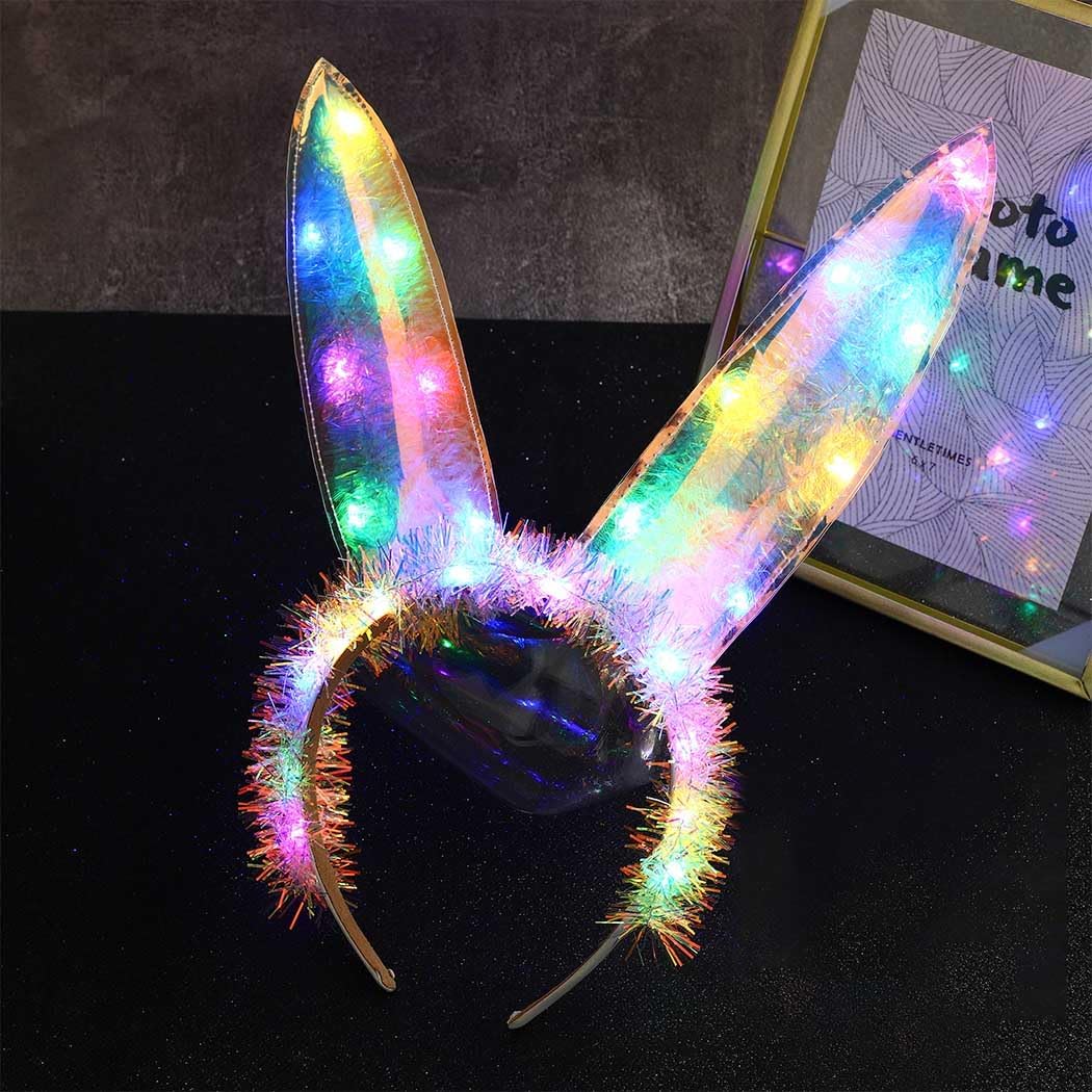 Amazon.com: Catery Easter Light Up Headhand Rave Bunny Ears Headbands ...
