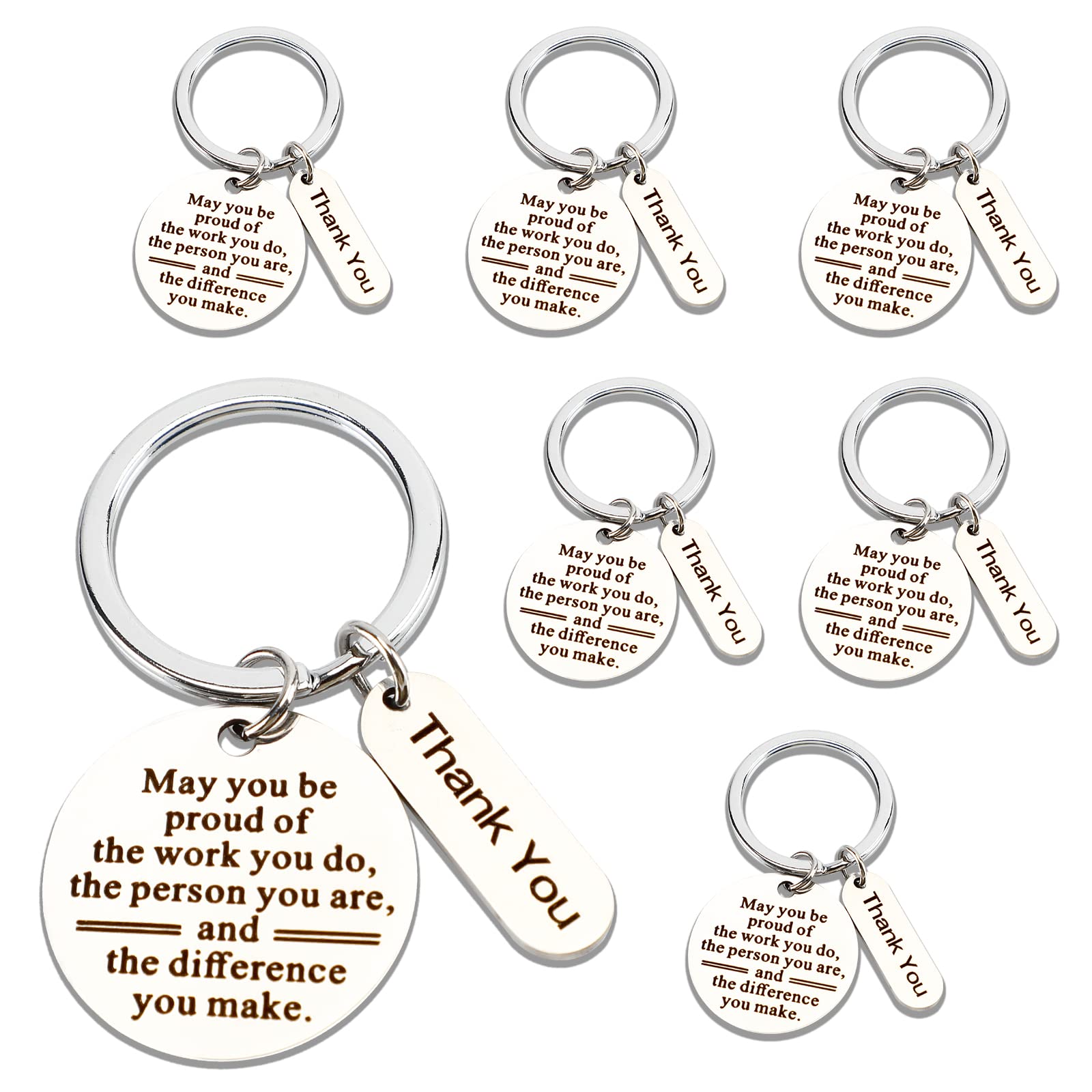 Amazon.com: Meisuitd 6Pcs Thank You Gifts Keychain, Stainless Steel ...