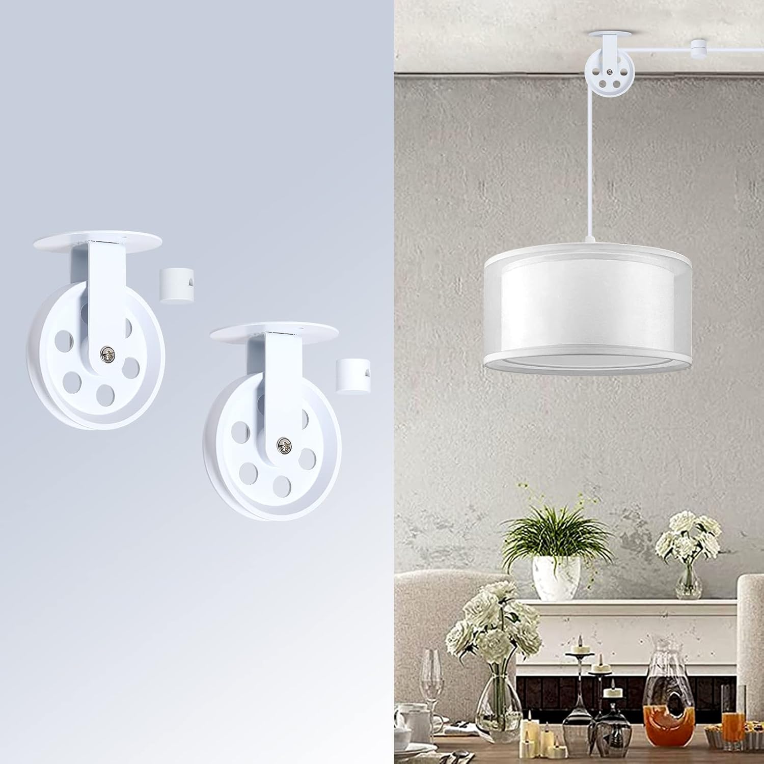 Amazon.com: Wirziis 2.75” White Pulley Wheels Set of 2 for Plug In ...