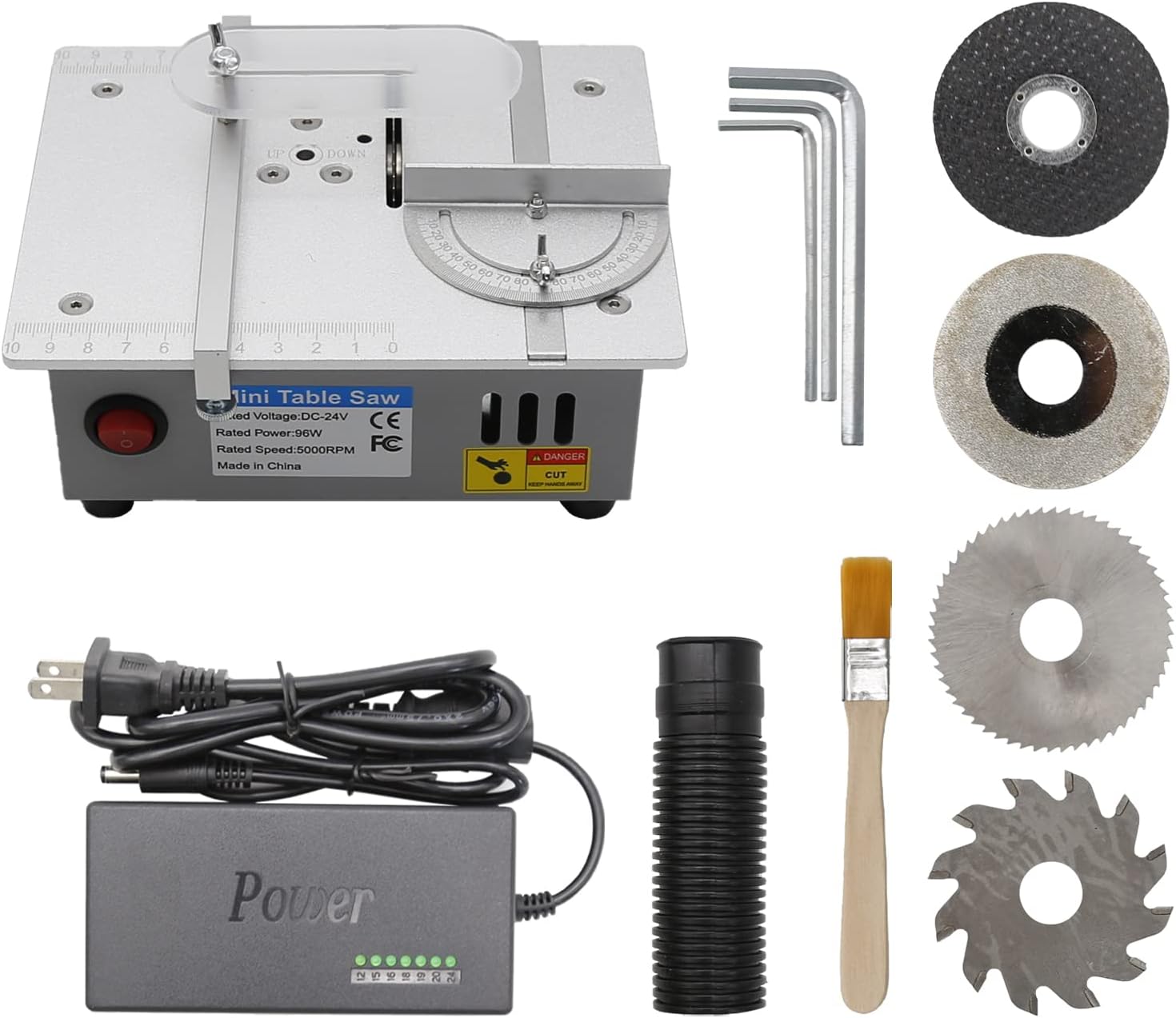 Mini Table Saw for Crafts 4 Blades Metal Chop Saw 96W Adjustable Cut ...