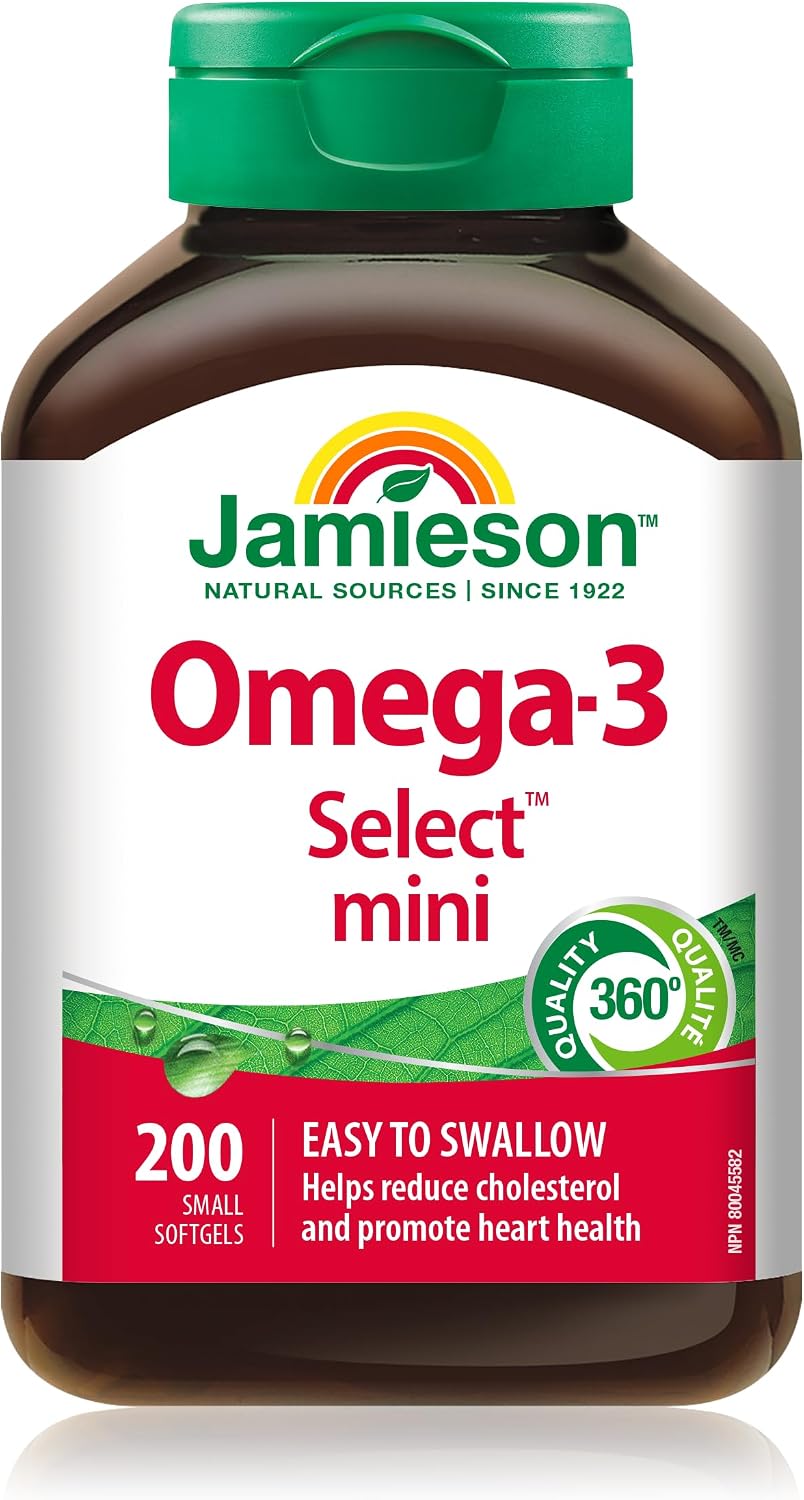Jamieson Omega-3 Select Mini Softgels, Easy to Swallow, Supports Brain ...