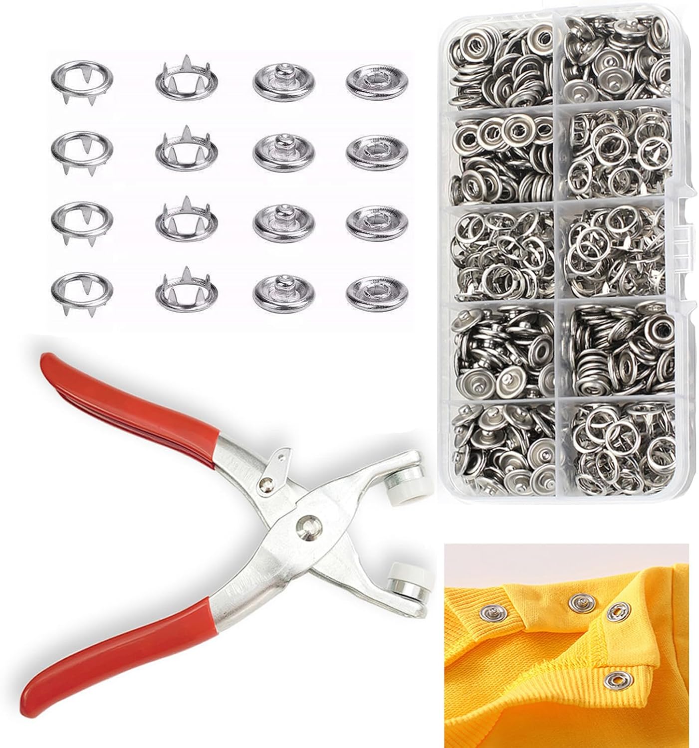 Amazon.com: GTAAOY 100 Sets Metal Snaps Buttons with Fastener Pliers ...