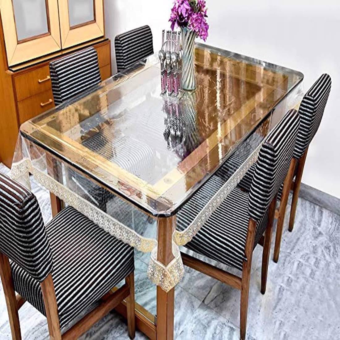 Buy TRICITY PVC Premium 4 Seater Transparent Dining Table Cover ...
