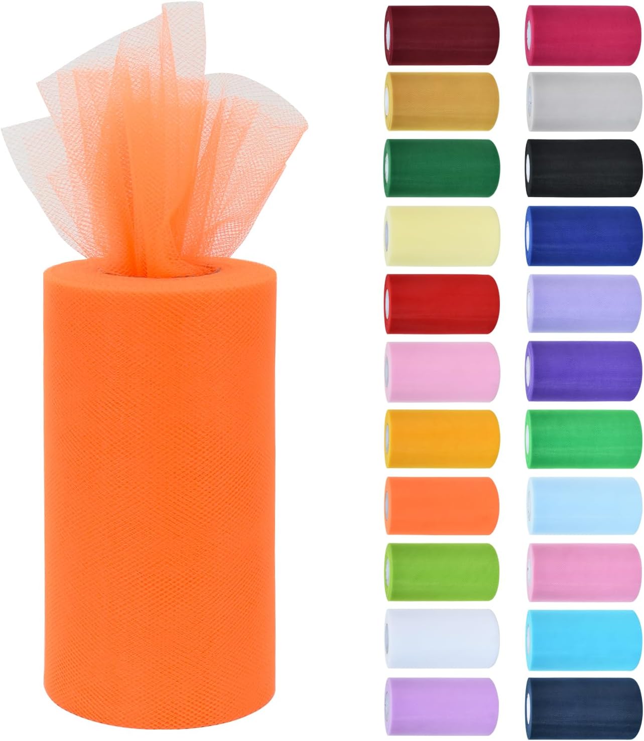 Amazon.com: RIBBOOO Orange Tulle Fabric Rolls 6 Inch by 50 Yards (150 ...