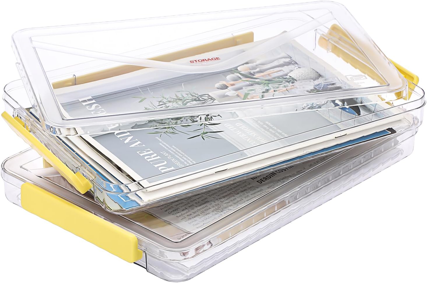 Amazon.com: BTSKY 2 Pack Clear Plastic File Storage Boxes with Latching ...