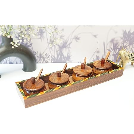 Buy CULTURWAY Wooden Hand Painted Multi-Utility Storage Handis with ...