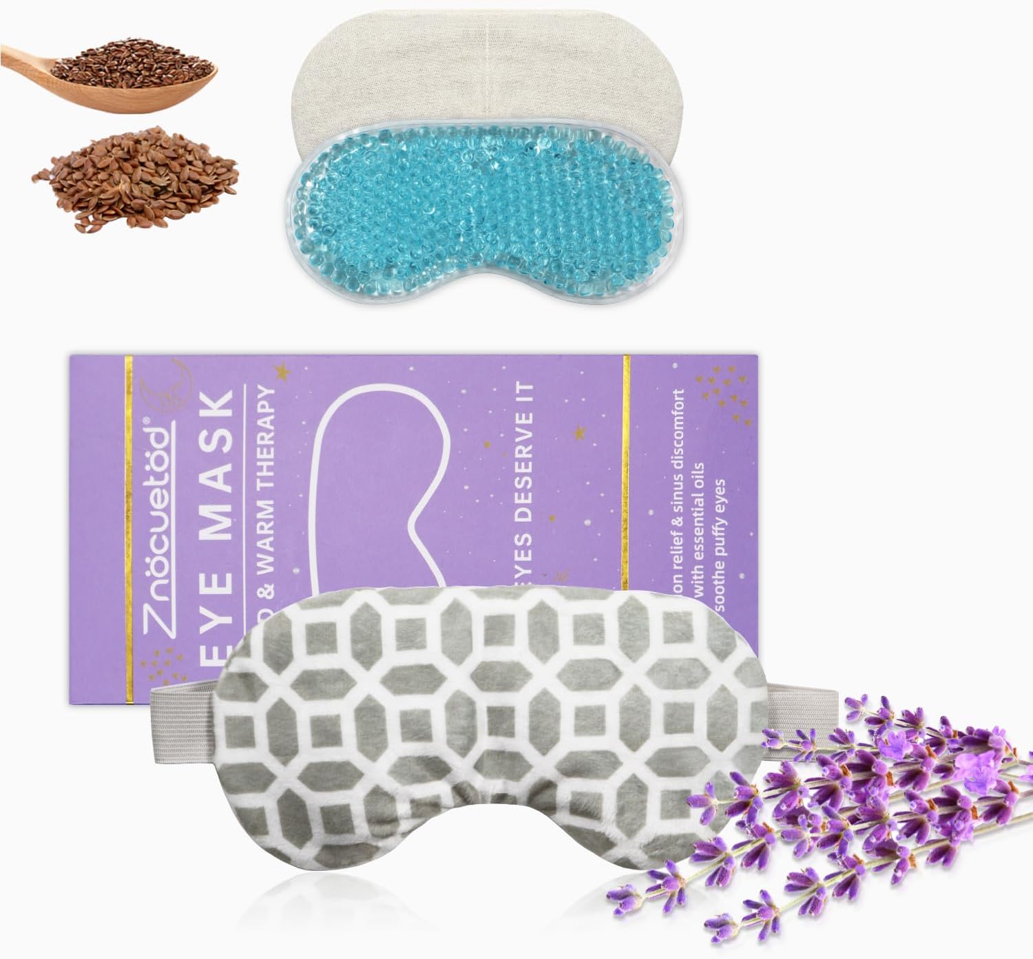 Amazon.com: 2 in 1 Heated/Ice Eye Mask Moist Heat Eye Mask Lavender ...