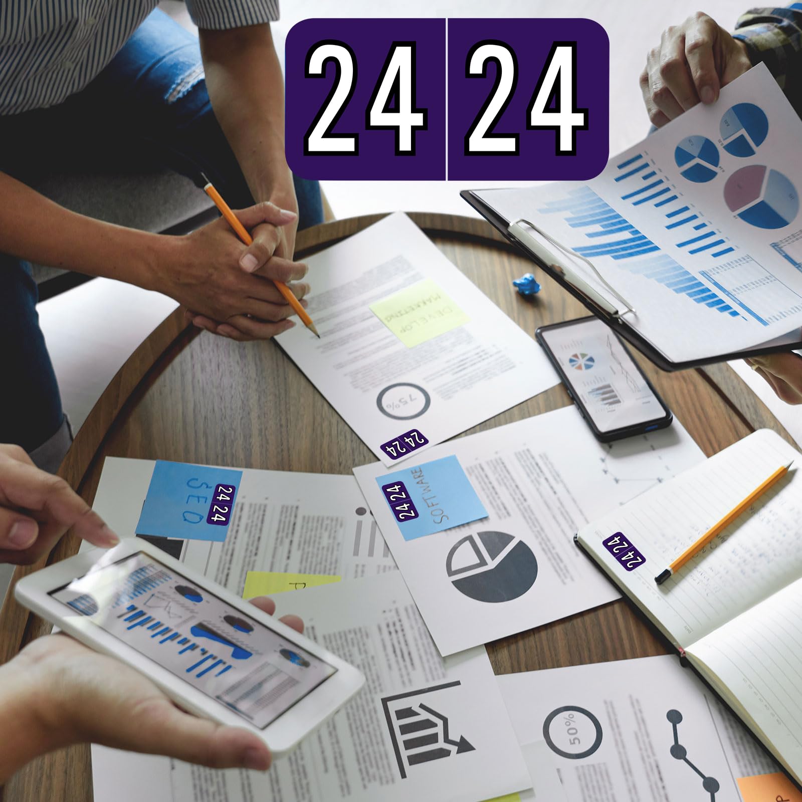 Snapklik.com : 600Pcs 2024 Year Stickers, Purple, Paper, Custom Style ...