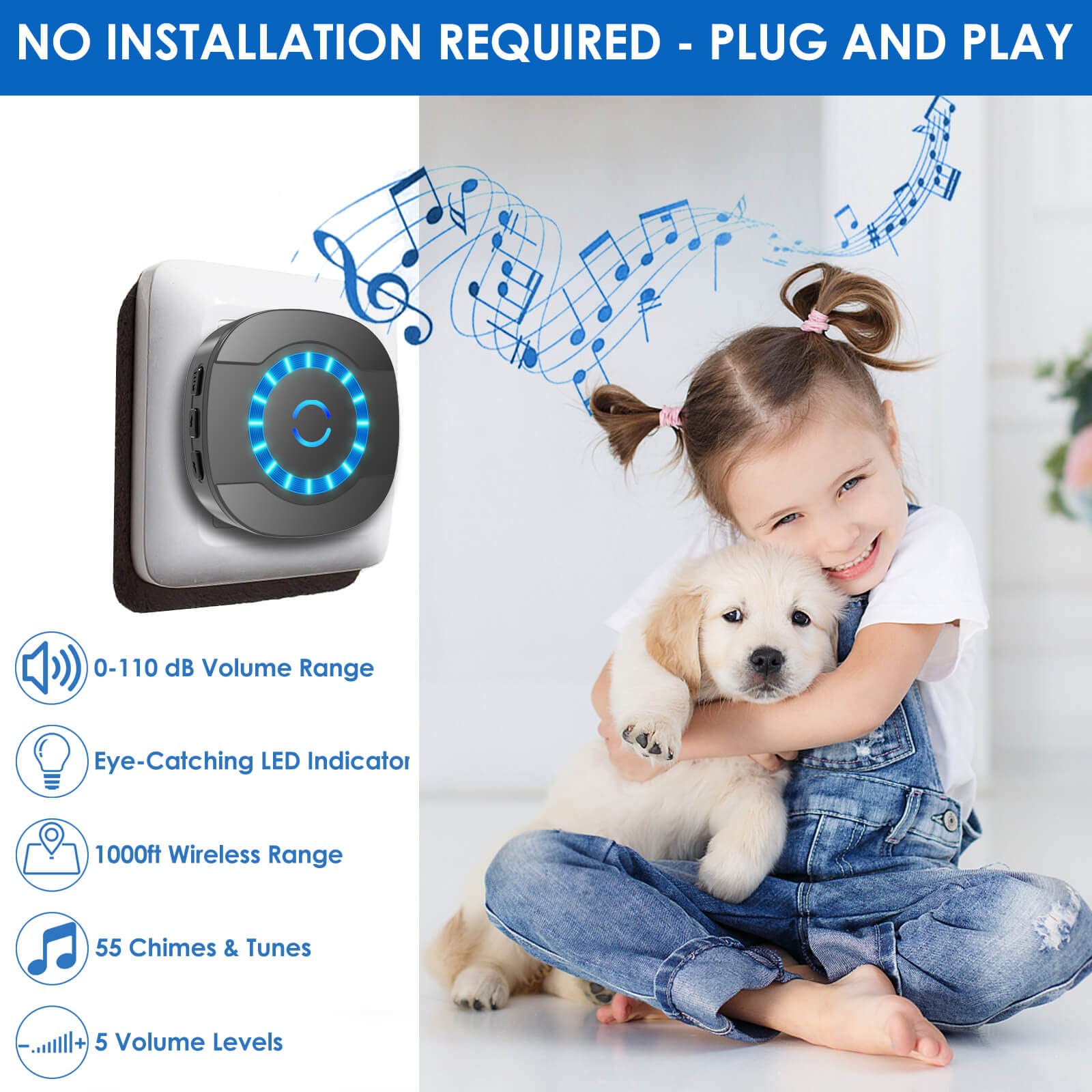 Snapklik.com : Dog Doorbell, Dog Bell For Training Wireless Doggie Door ...