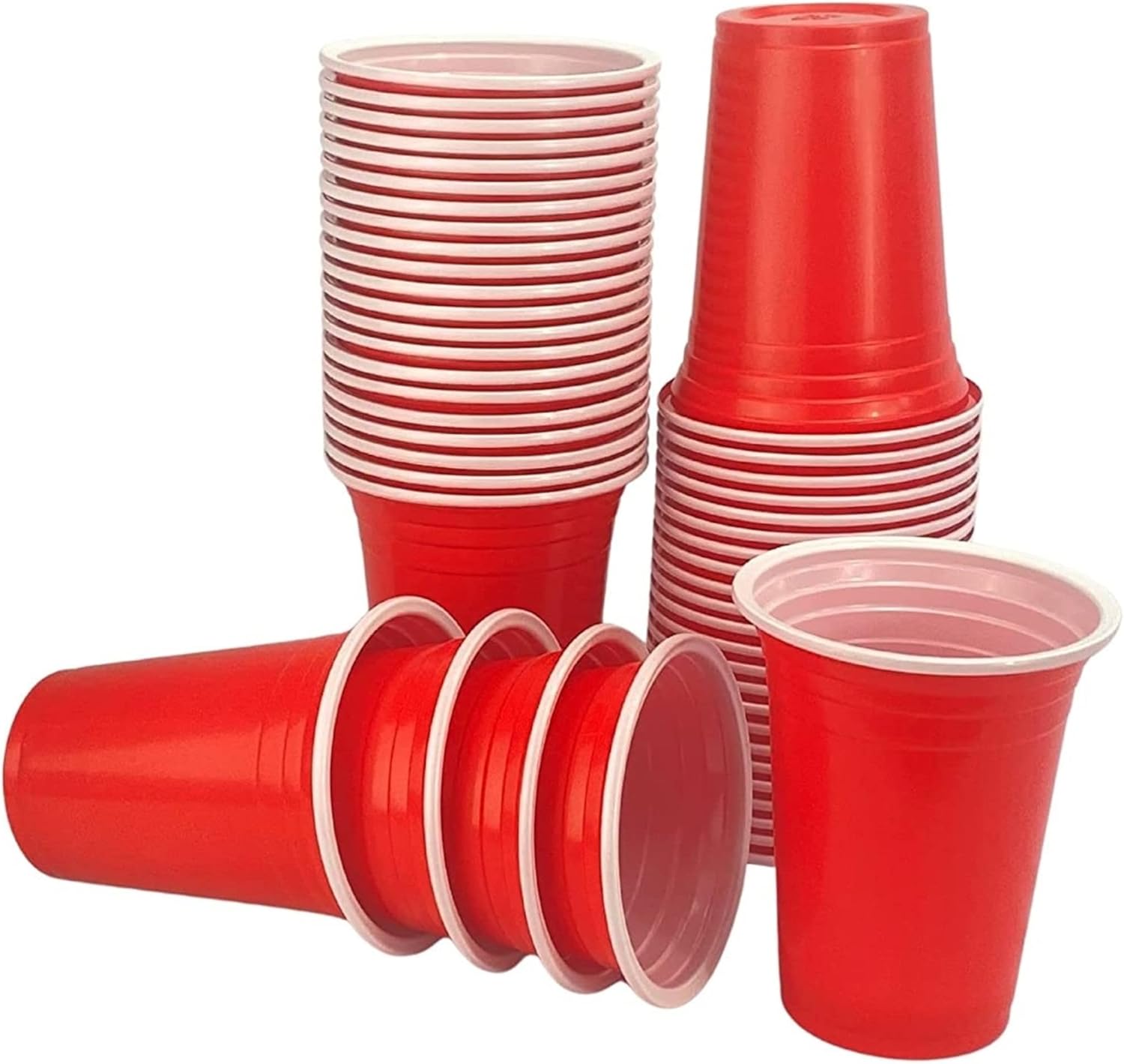 Red Disposable Cups Large (50 Pack Cups). Plastic Party Cups 16 oz ...