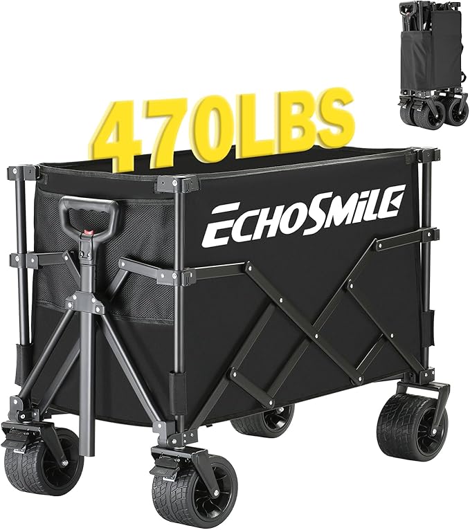 Utility Cart Foldable Wagon EchoSmile Heavy Duty 350 Lbs Capacity ...