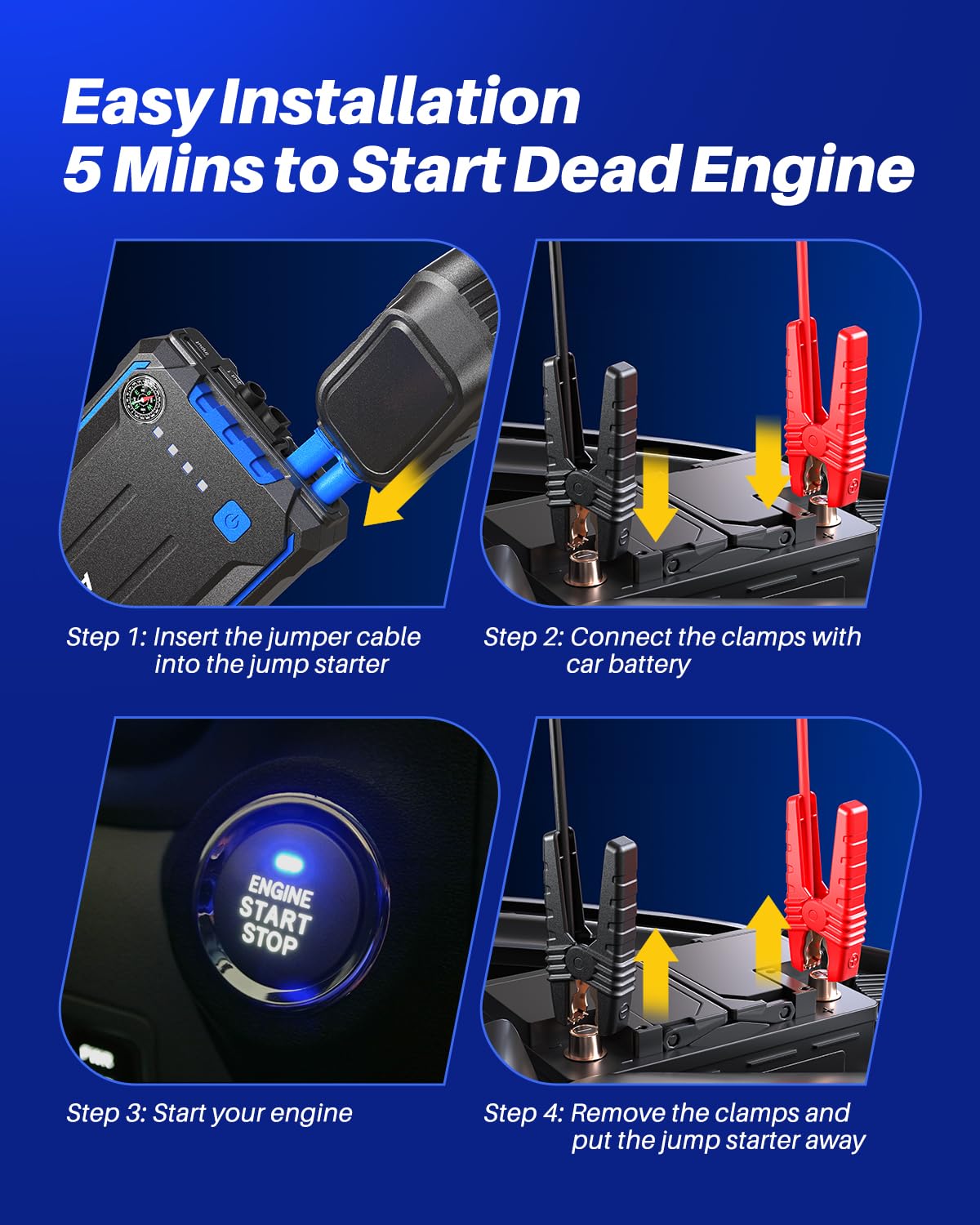 Snapklik.com : AUTOONE 4000A Car Jump Starter, Battery Jumper Starter ...