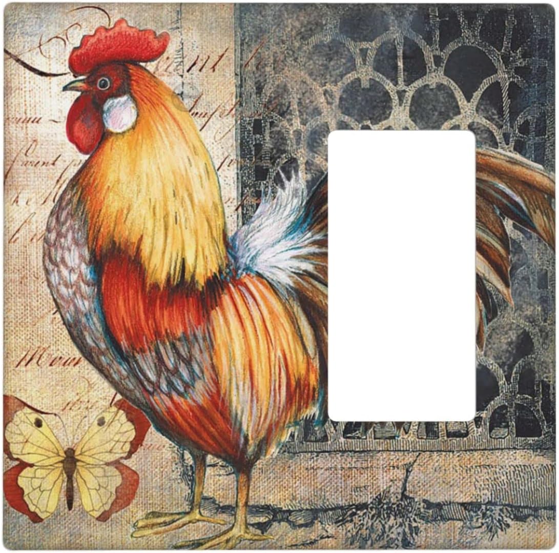 Undwery Retro Rooster Wall Plate Cover Rocker Blank Combination Outlet ...