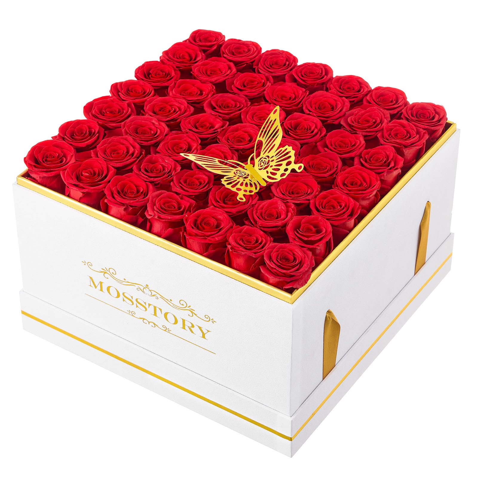 Amazon.com: Mosstory Forever Flowers 49-Piece Preserved Roses in a Box ...