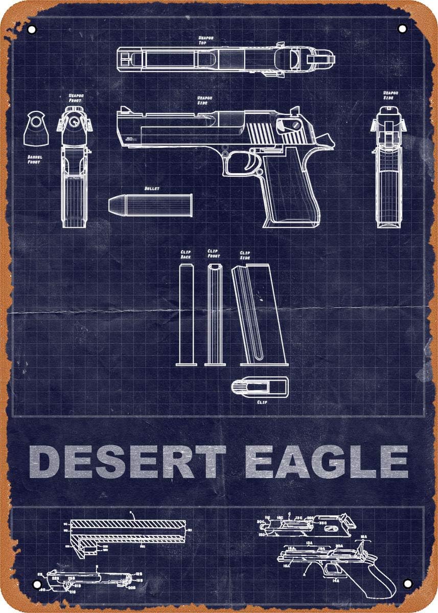 Amazon.com: Vintage Metal Sign Desert Eagle Blueprints - 8 X 12 Inches Tin Sign For Home Bar Pub ...