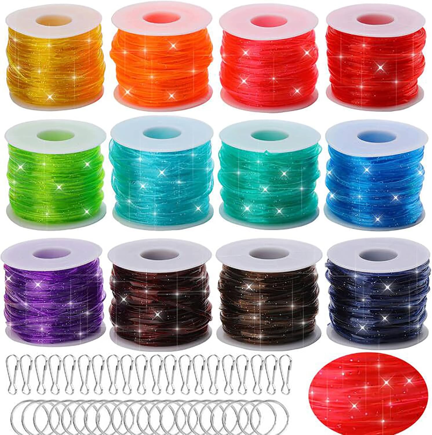 Amazon.com: Glitter Lanyard String, Acrsikr Gimp Making Kit Plastic ...