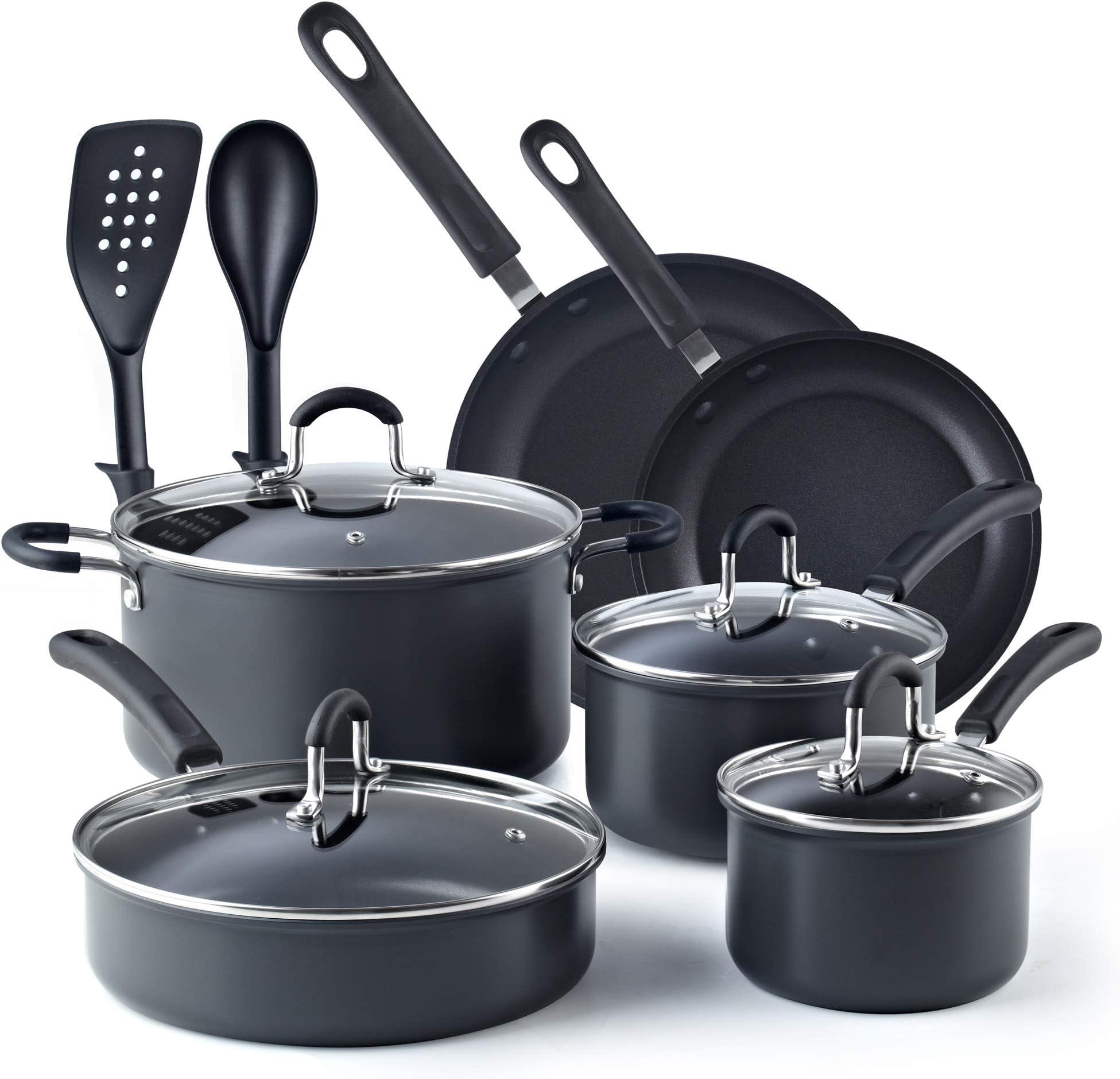 Amazon.com: Hamilton Beach Aluminum Covered Cookware Set, Nonstick ...
