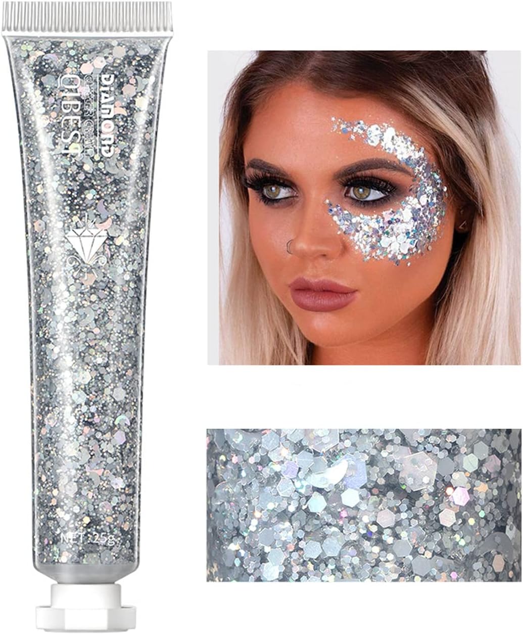 EONFAVE Body Glitter Gel, Face Glitter Gel, Holographic Mermaid Sequins ...