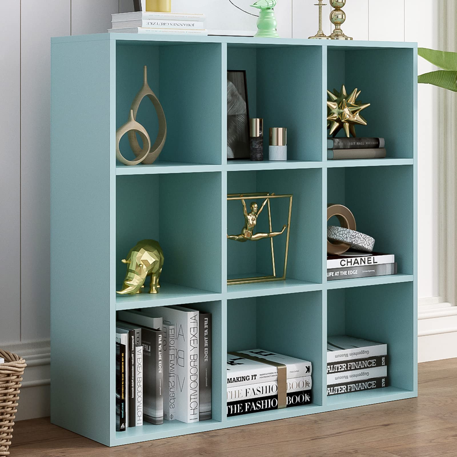 Amazon.com: OSCHF 9-Cube Storage Shelf Bookcase - Wooden 3-Tier Floor ...
