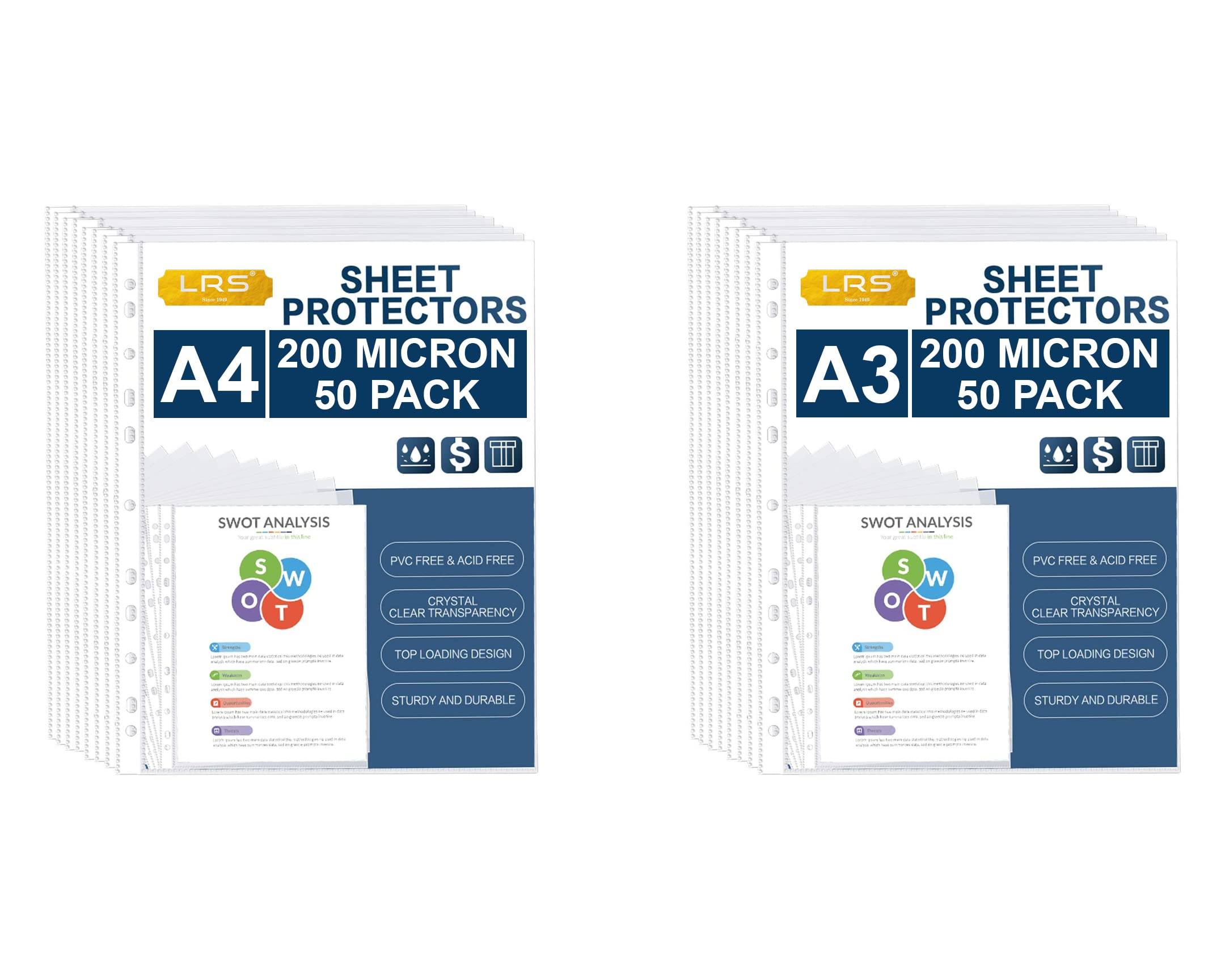 LRS Sheet Protectors Combo Pack - A3 Size and A4 Size - 200 Micron ...
