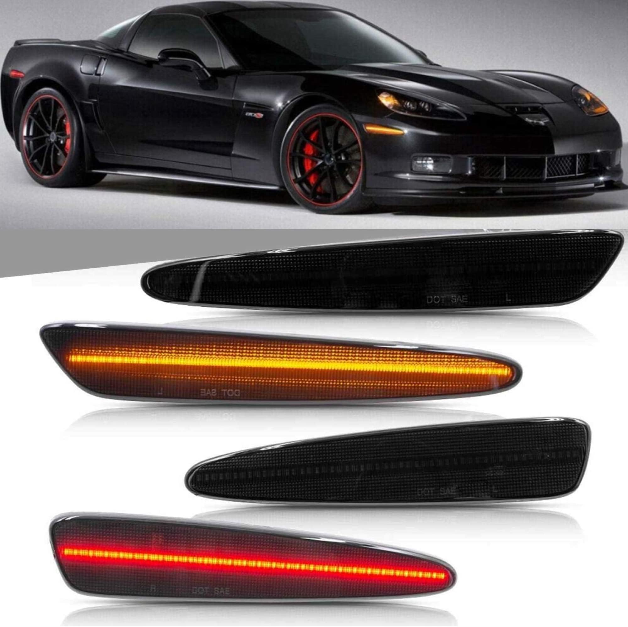 Amazon.com: LED Side Marker Corner Bumper Lights Compatible Corvette C6 ...