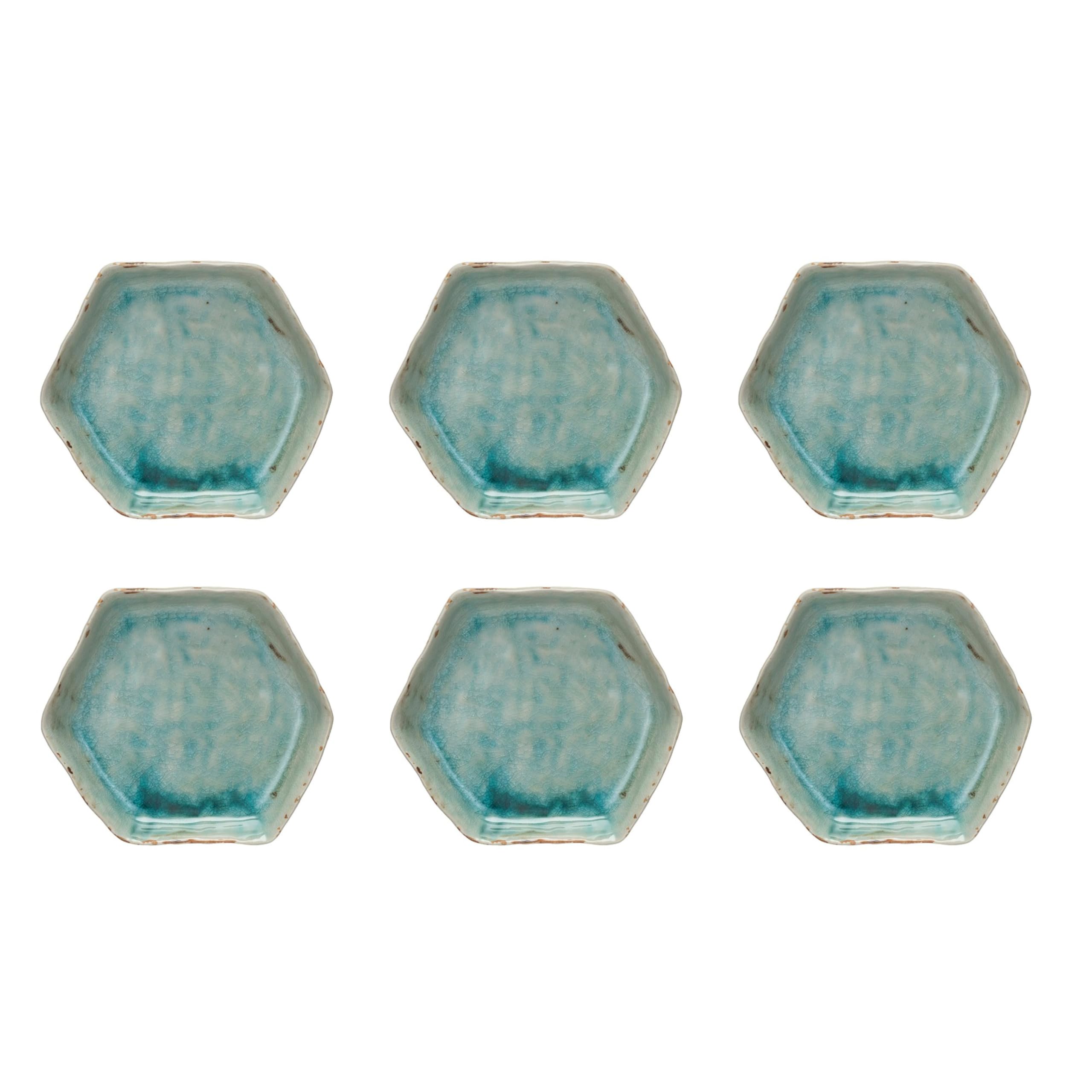 Amazon.com | Creative Co-Op Stoneware Hexagon Plate with Reactive ...