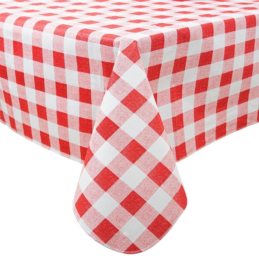Amazon.com: DwEllAid Buffalo Plaid Tablecloth 52x70 inch Plastic White ...