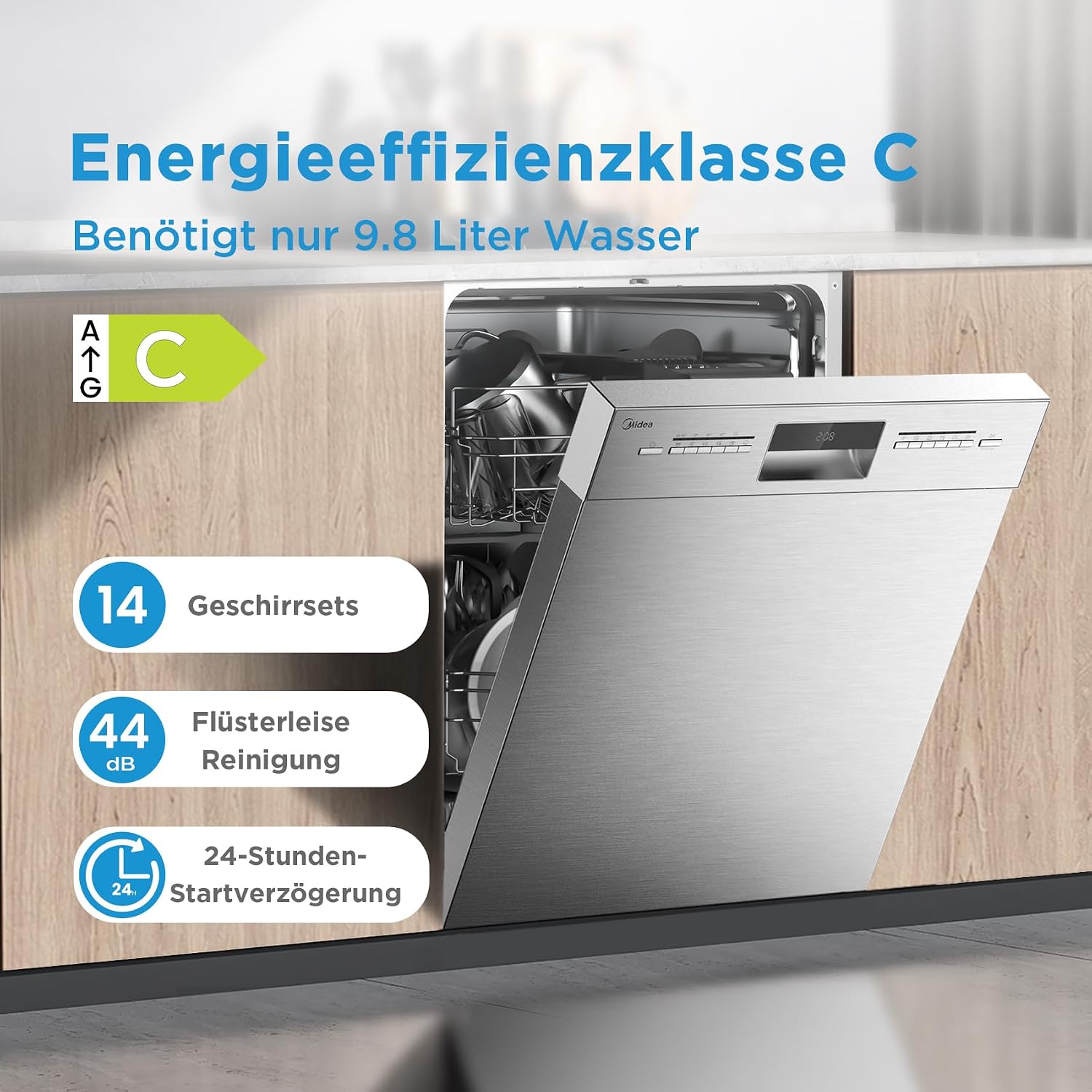 Midea SU 5.35X14CS Integrated Dishwasher 14 Place Nepal | Ubuy