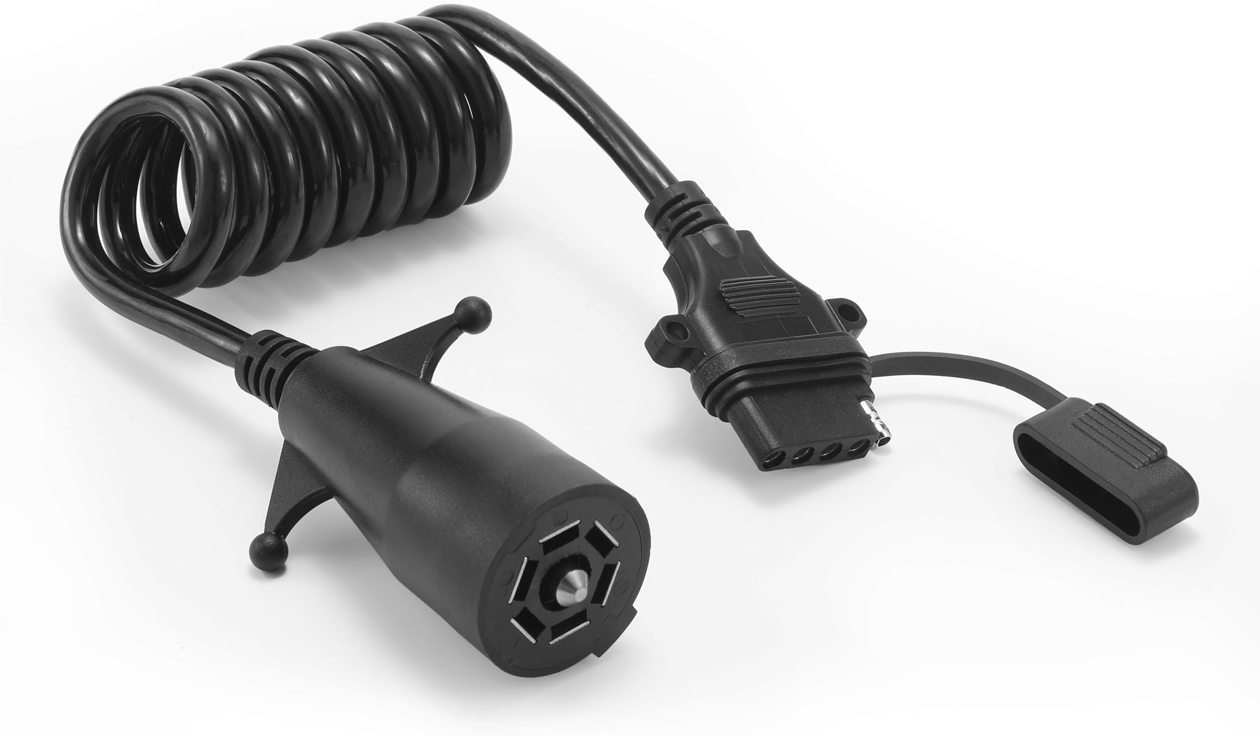 Amazon.com: 7 Way Round to 5 Way Flat Coiled Trailer Plug Adapter 7 Pin ...