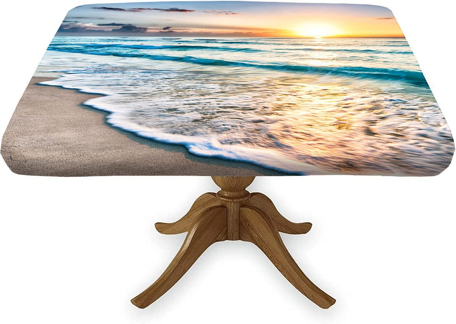 Amazon.com: Summer Ocean Wave Square Fitted Tablecloth, Hawaii Seashore ...