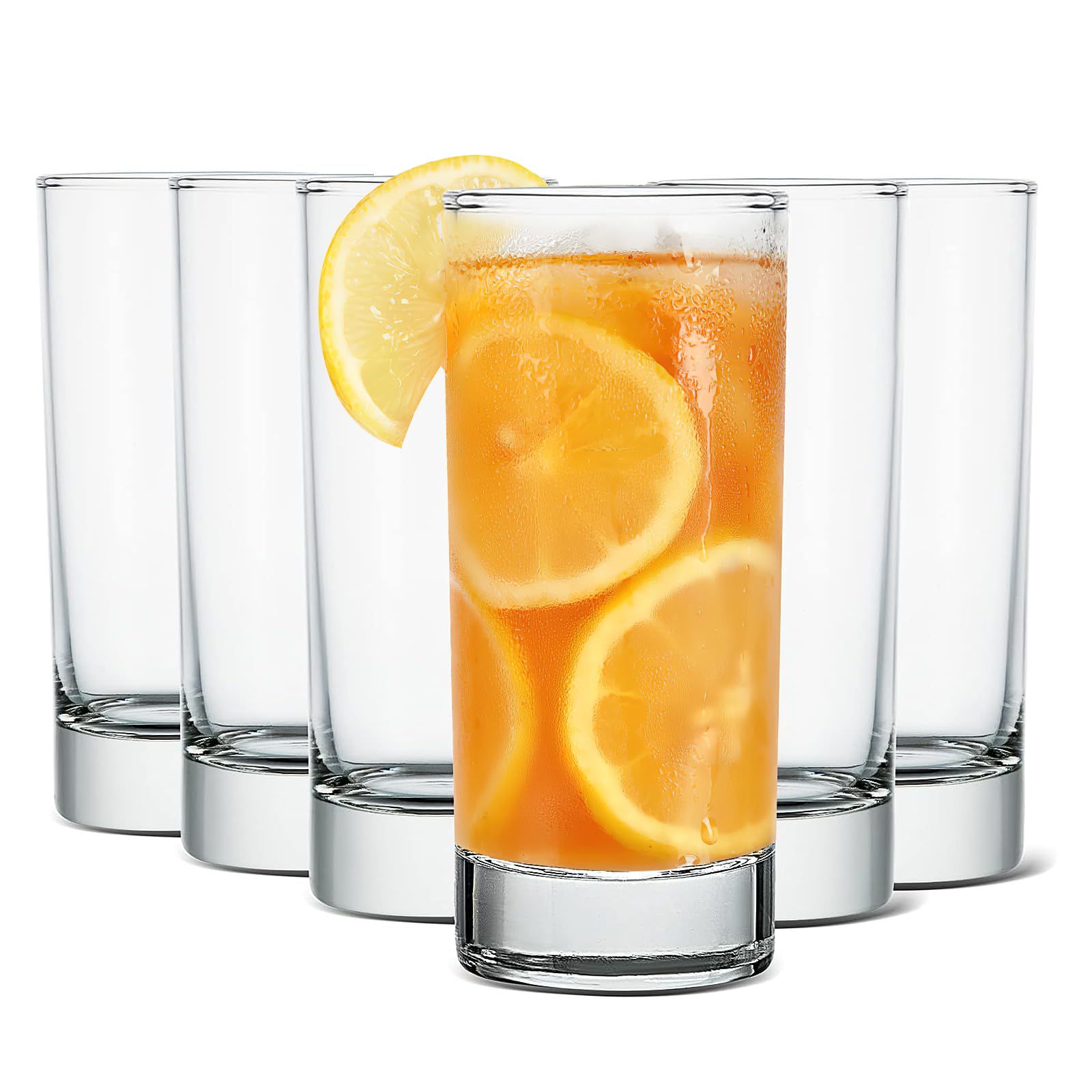 LYCN 6 Pack Clear Drinking Glasses, 7oz/200ml Tall Juice Glasses ...