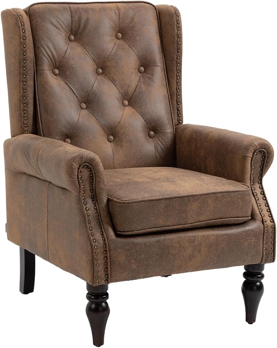 Amazon.com: Mid-Century High Wingback Chair, Microfiber Accent Chair ...