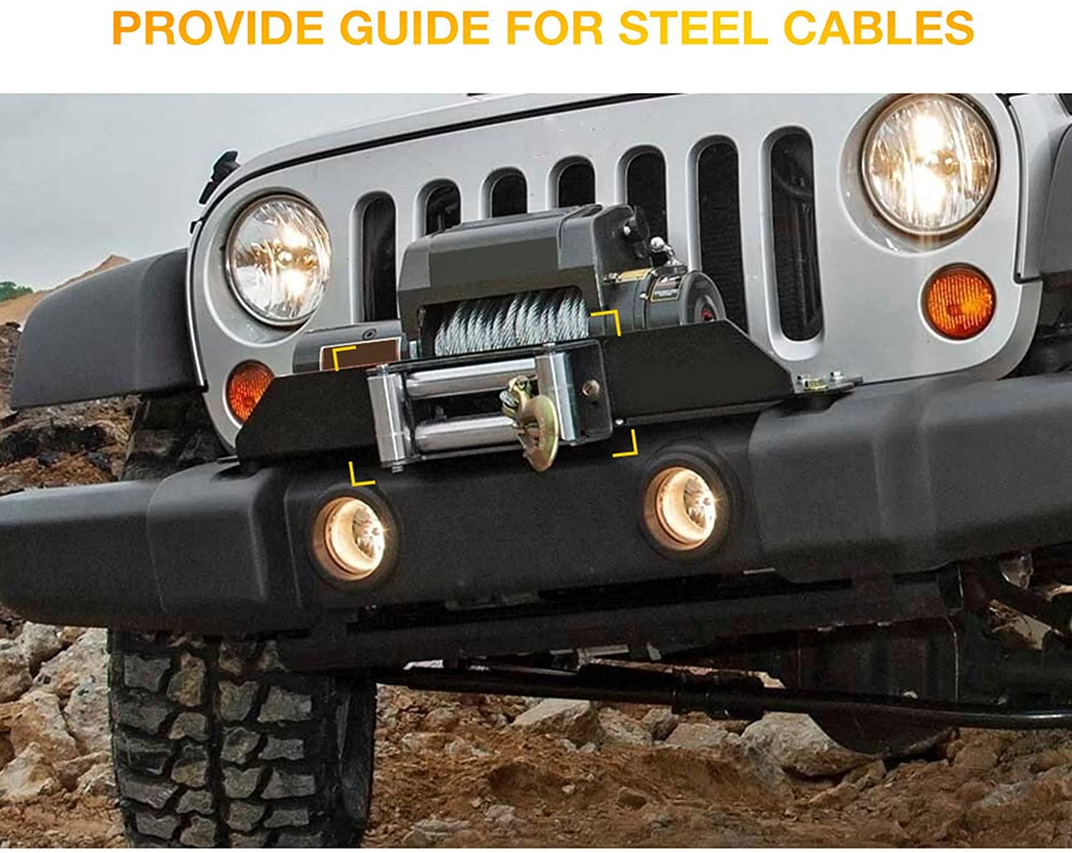 Snapklik.com : AUXMART Winch Roller Guide Fairlead 4-Way Roller Cable Guide
