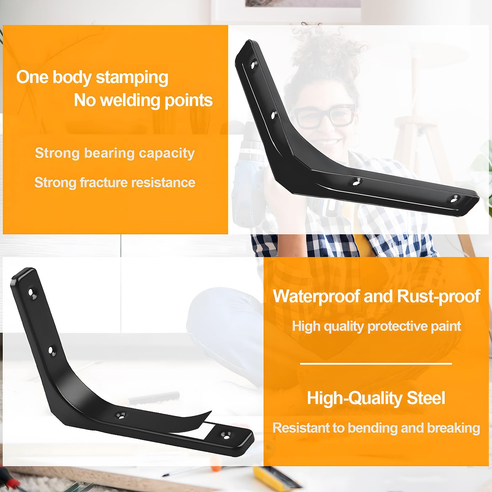 Snapklik.com : 12" X 10" Metal Shelf Brackets, Heavy Duty L Hanging ...
