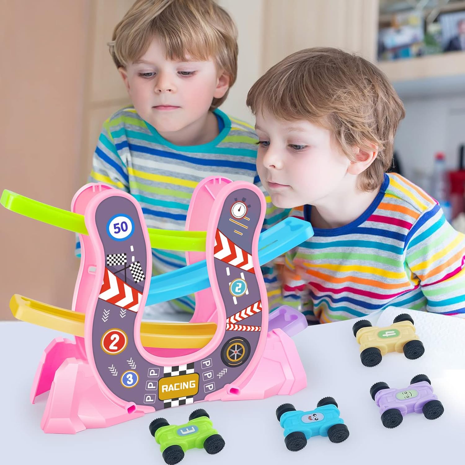 Ynanimery Car Ramp Toy, Race Tracks Toddlers Car Toys for 2 3 4 5 Year ...
