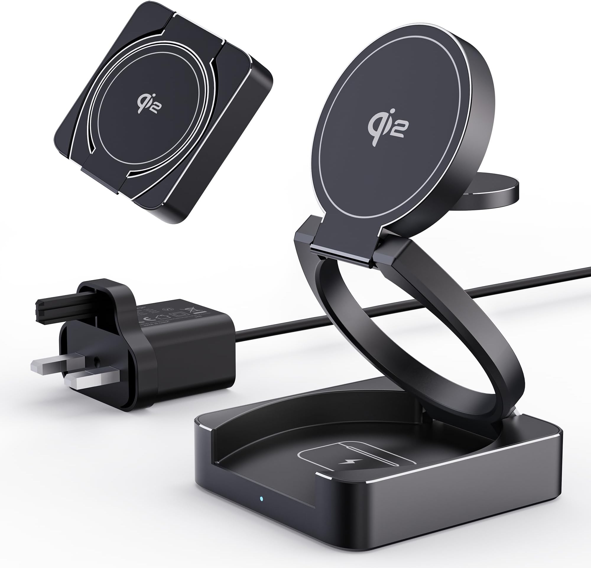 Qi2 Wireless Charger Station 3in1 Foldable, Qi2 Certified 15W Magnetic ...