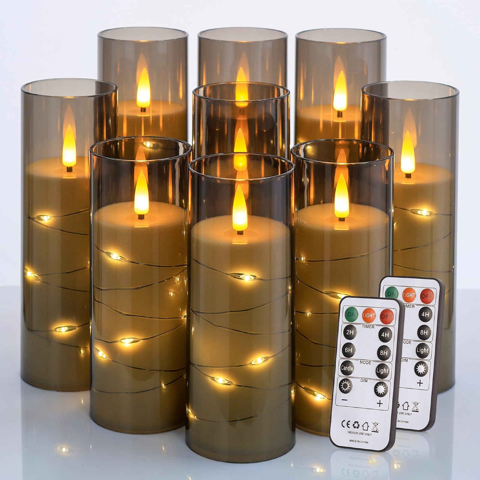 Amazon.com: CREDTARNOS Flameless Candles with Embedded String Lights ...