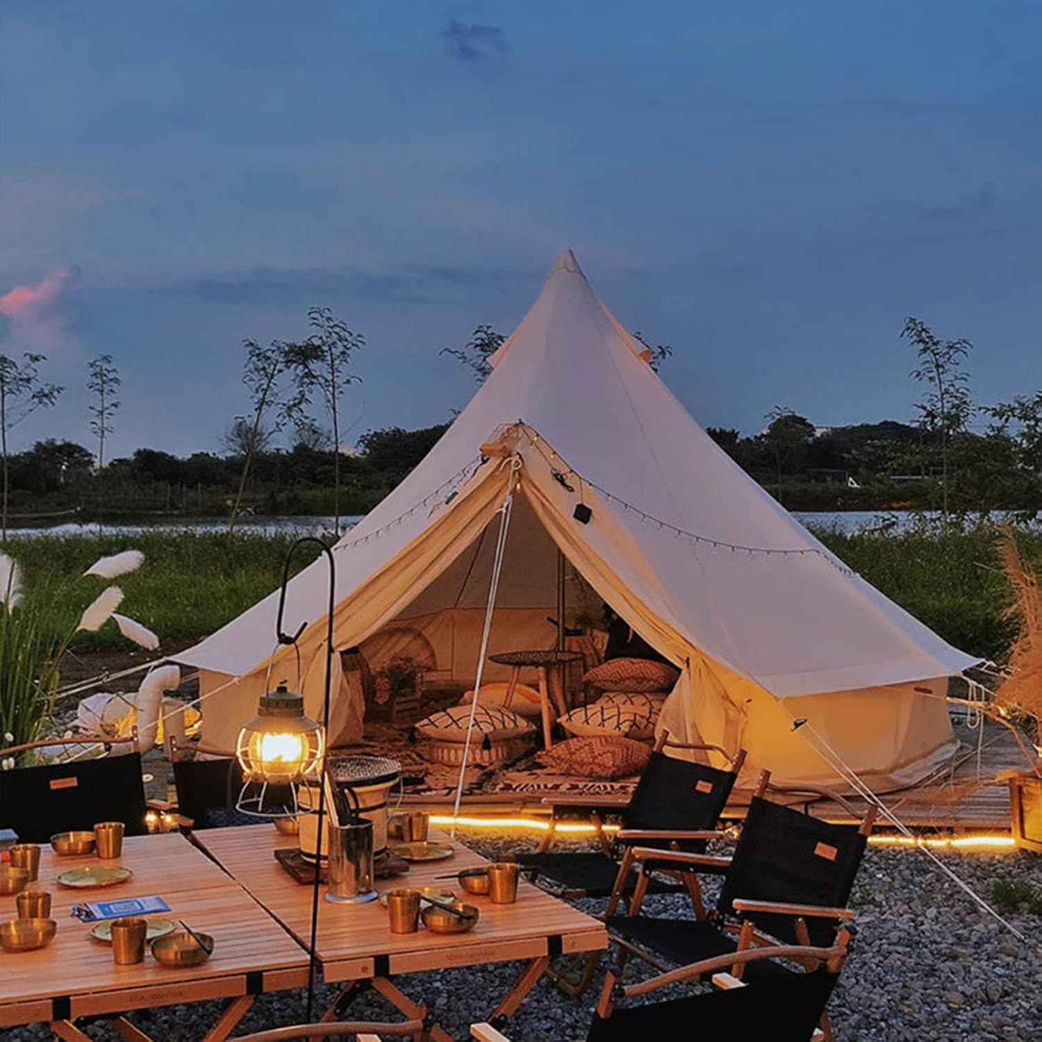 Canvas Family Tent Bell Tents Yurt Zipped Removable Floor for Glamping ...