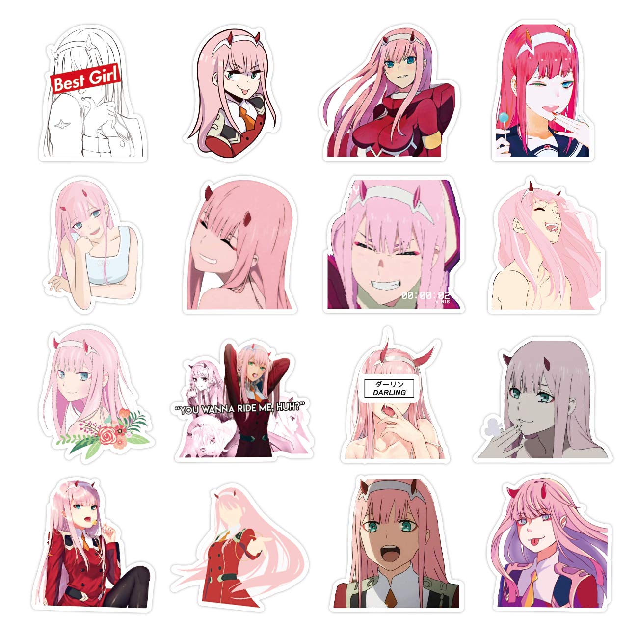 Darling in The FRANXX 02 Stickers 100pcs Vinyl Waterproof Zero Two ...