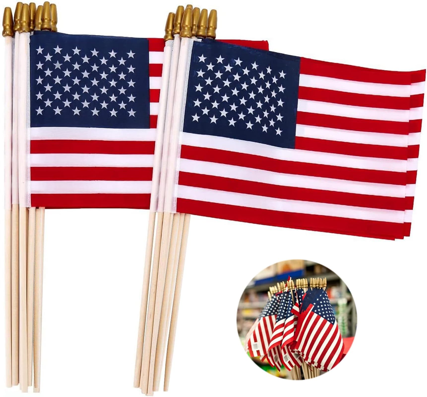 Amazon.com : 24 Pack Small American Flags on Stick, 8x12 Inch Mini US ...