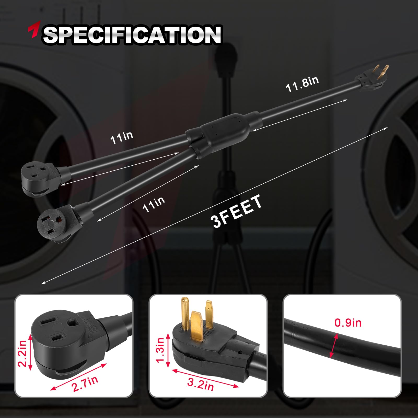 Snapklik.com : Welder 50 Amp Splitter, 3 Wire Y Adapter Cord, 6 AWG 3 ...