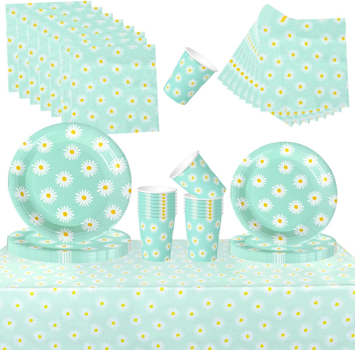 Amazon.com: Daisy Birthday Party Decorations Tableware White Daisies ...