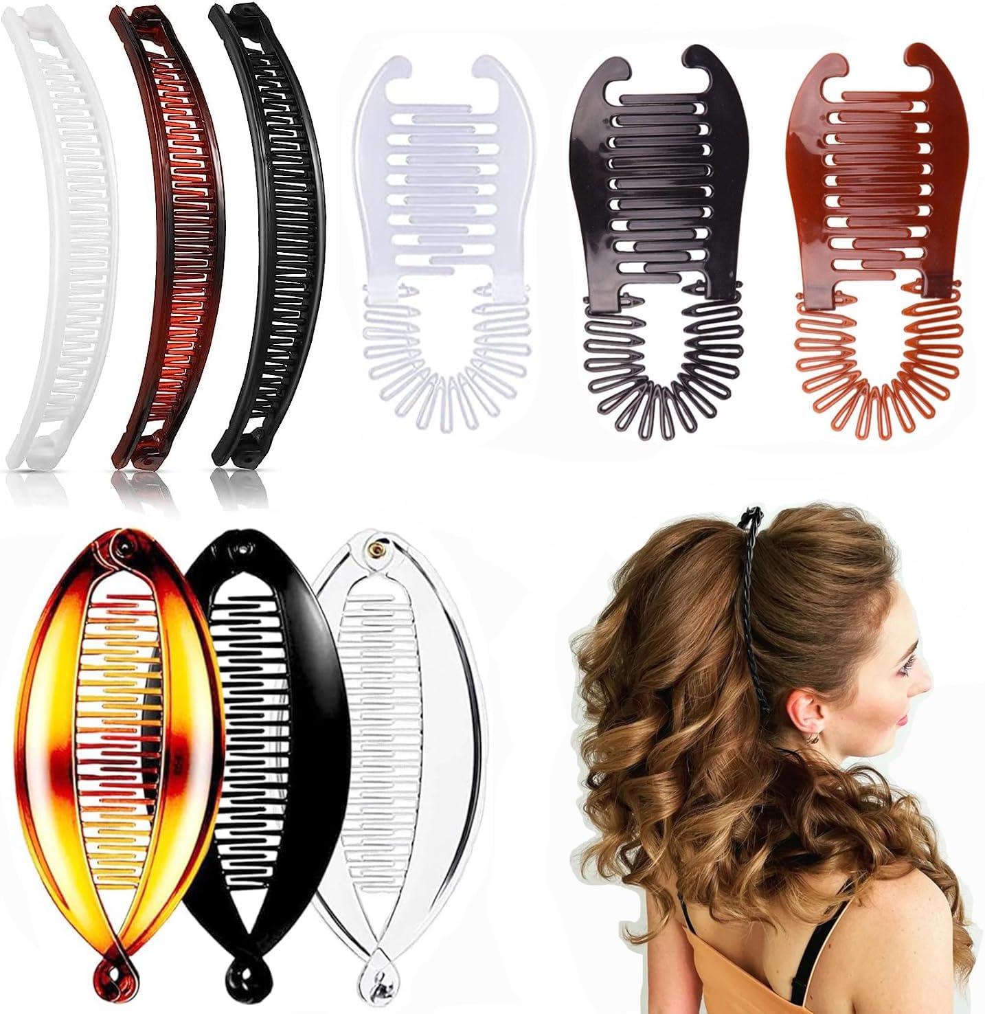 Amazon.com : 9PCS Banana Clips Hair, Banana Clip Clincher Combs for Thick Thin Hair, Vintage ...
